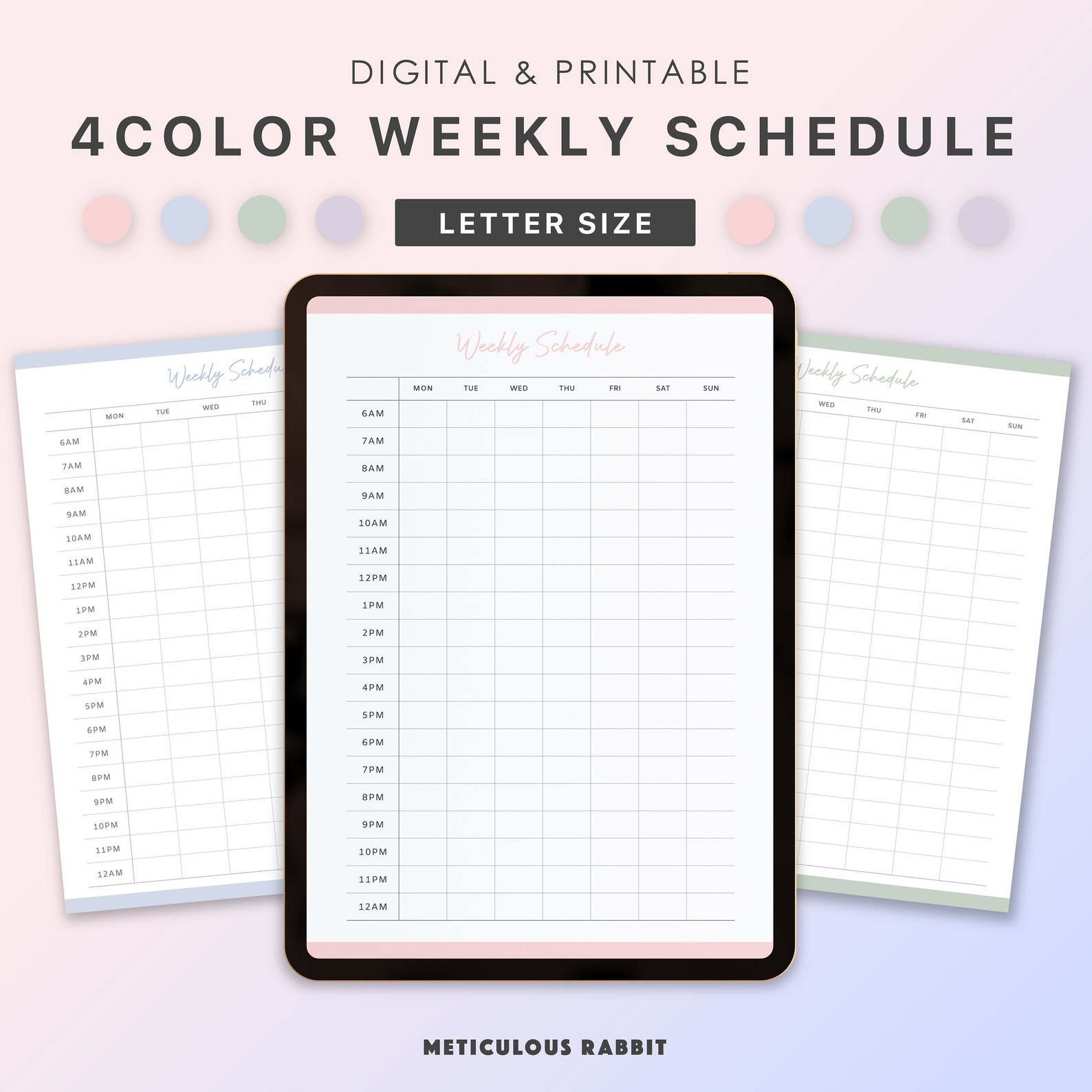 Weekly Scheduler Printable Letter Size Schedule Template | Etsy