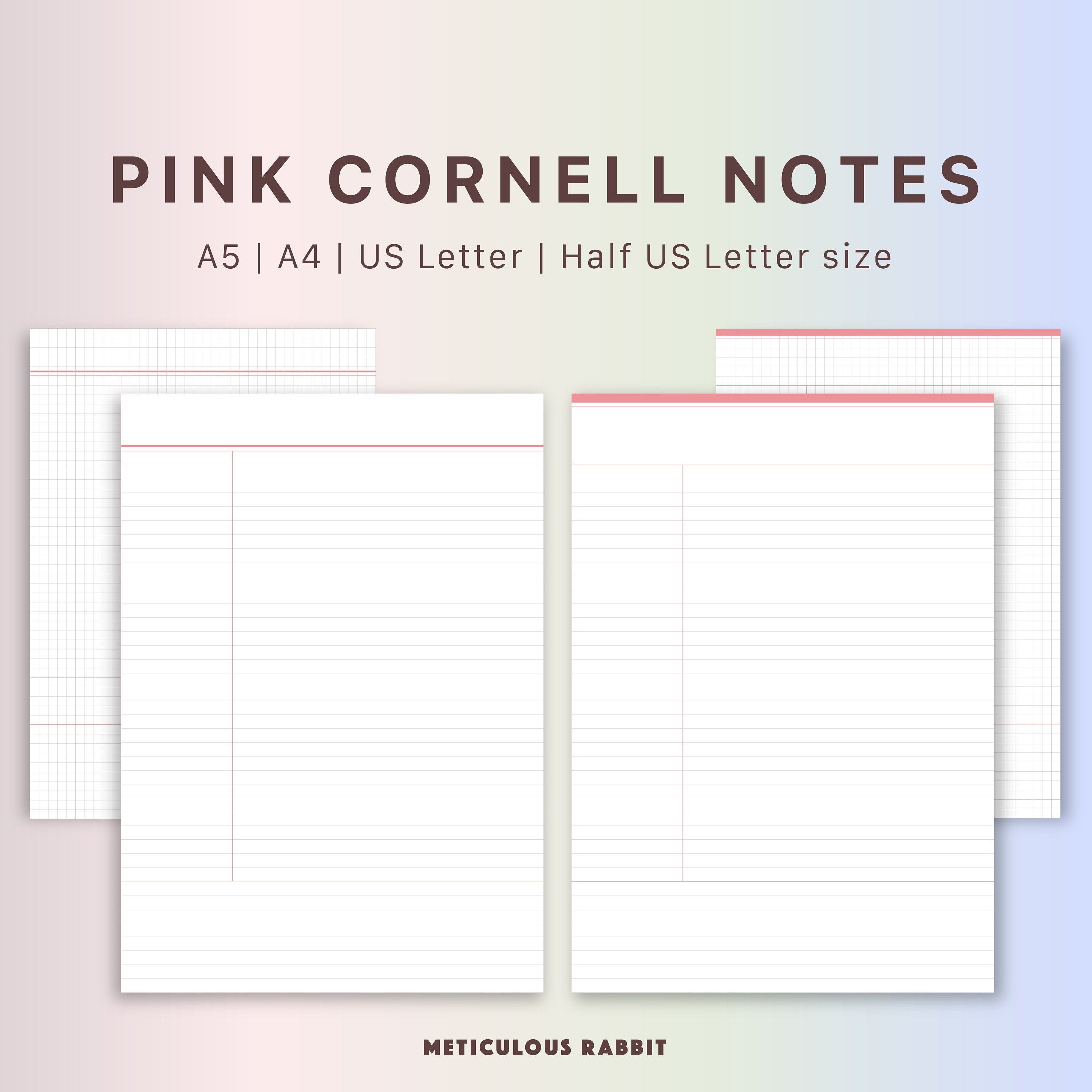 Paper & Party Supplies Paper Printable Cornell note pack 6 Color ...