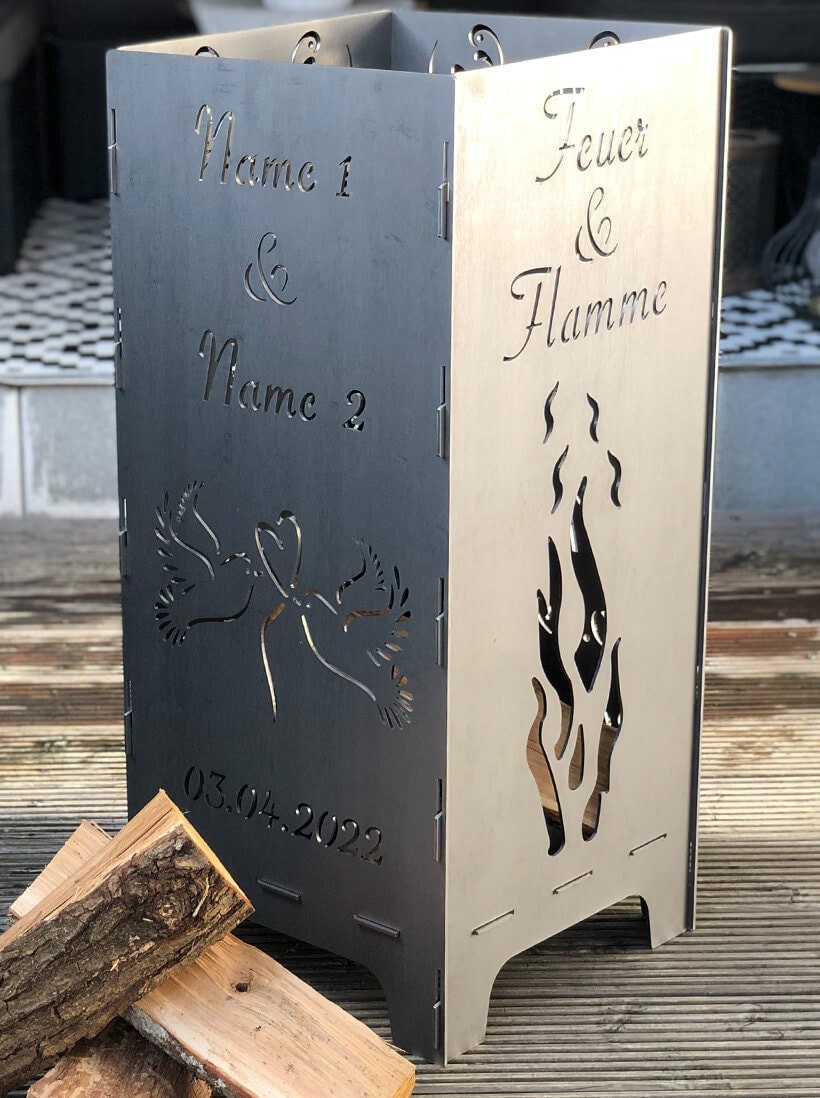 Personalized Fire Column Fire Barrel Fire Basket Fire Pit Wedding ...