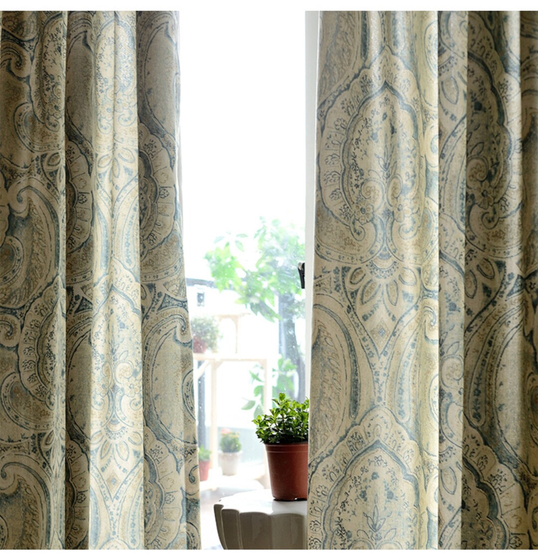 Modern European Style Printed Curtains Polyester Cotton Drapes for ...