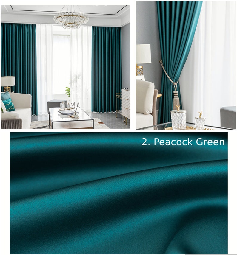 12 Colors Luxury Silk High Shading Curtains for Living Room Bedroom ...