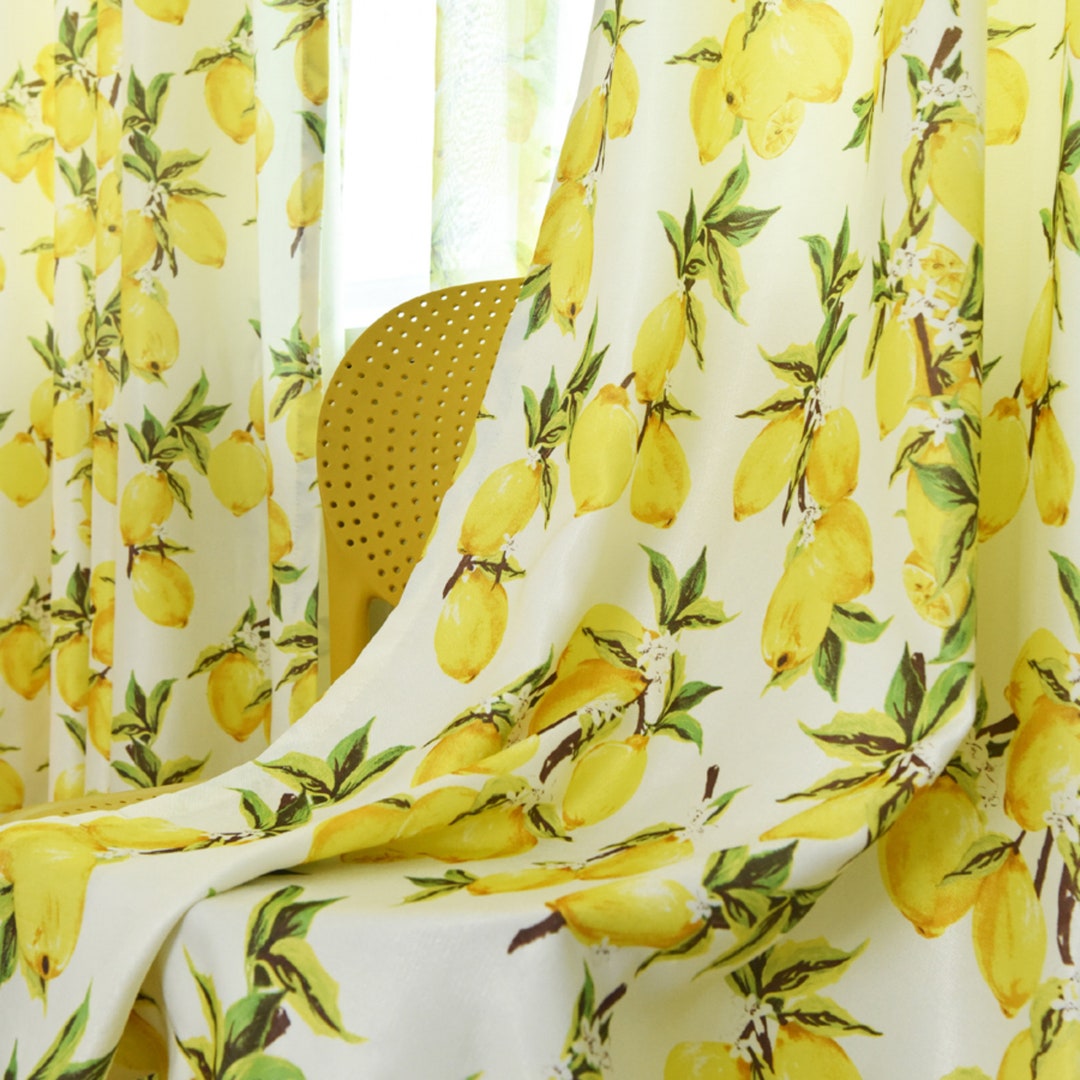 Pastoral Style Yellow Lemon Print Kitchen Curtain Screen Curtain for ...