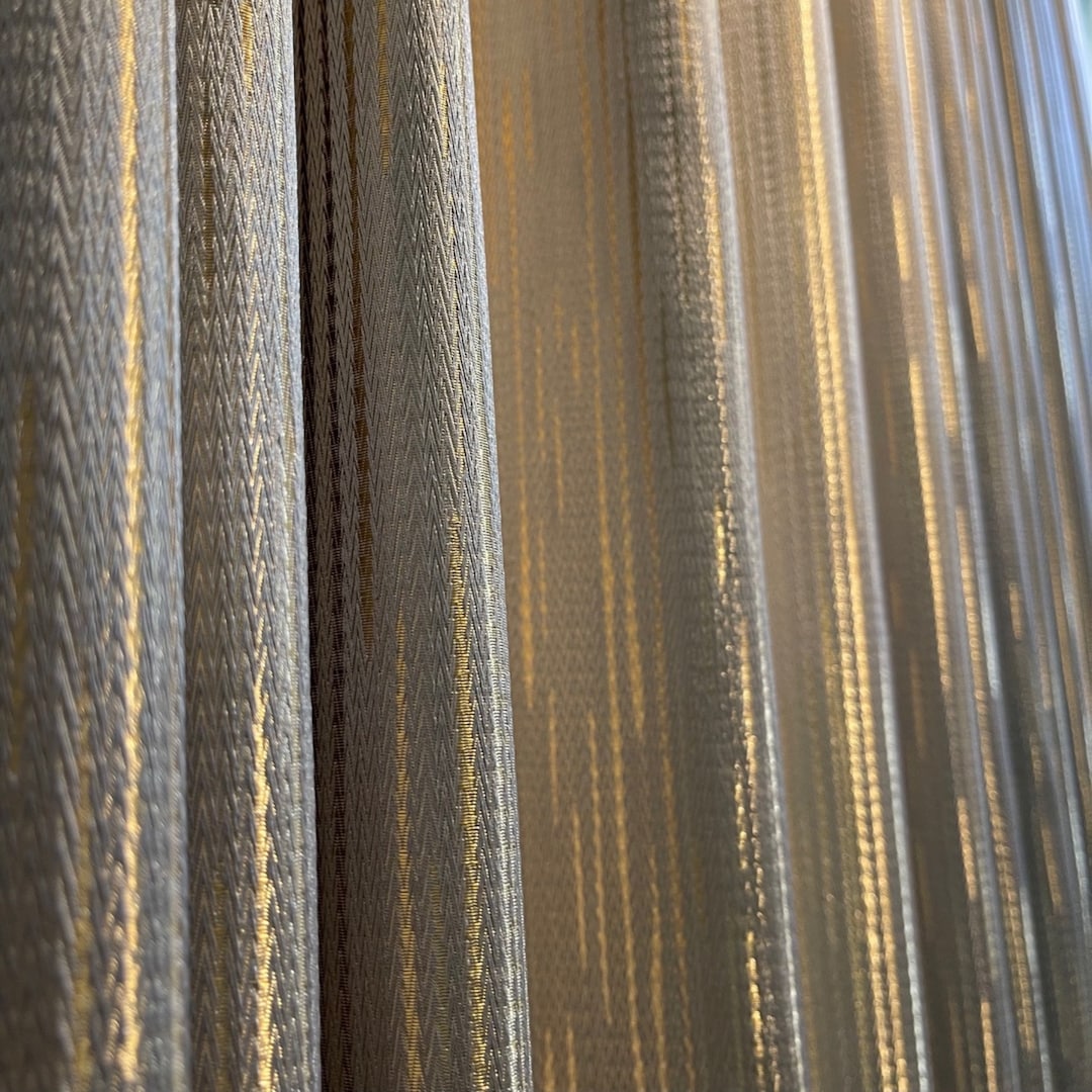 Luxury Gold Vertical Stripes High-end Curtains for Living Room Texture ...