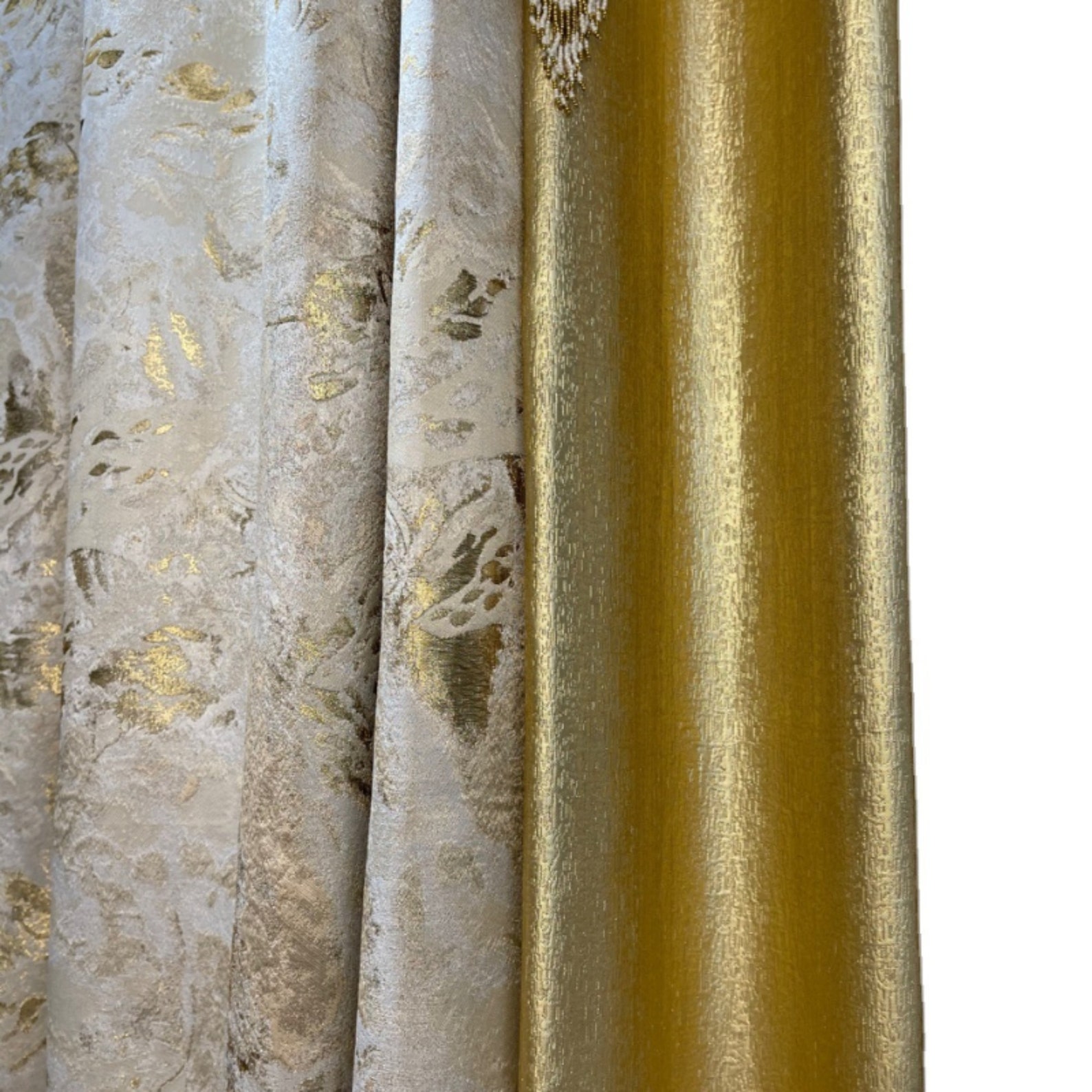 Luxury Gold Beige Abstract High-end Curtains for Living Room Bedroom ...