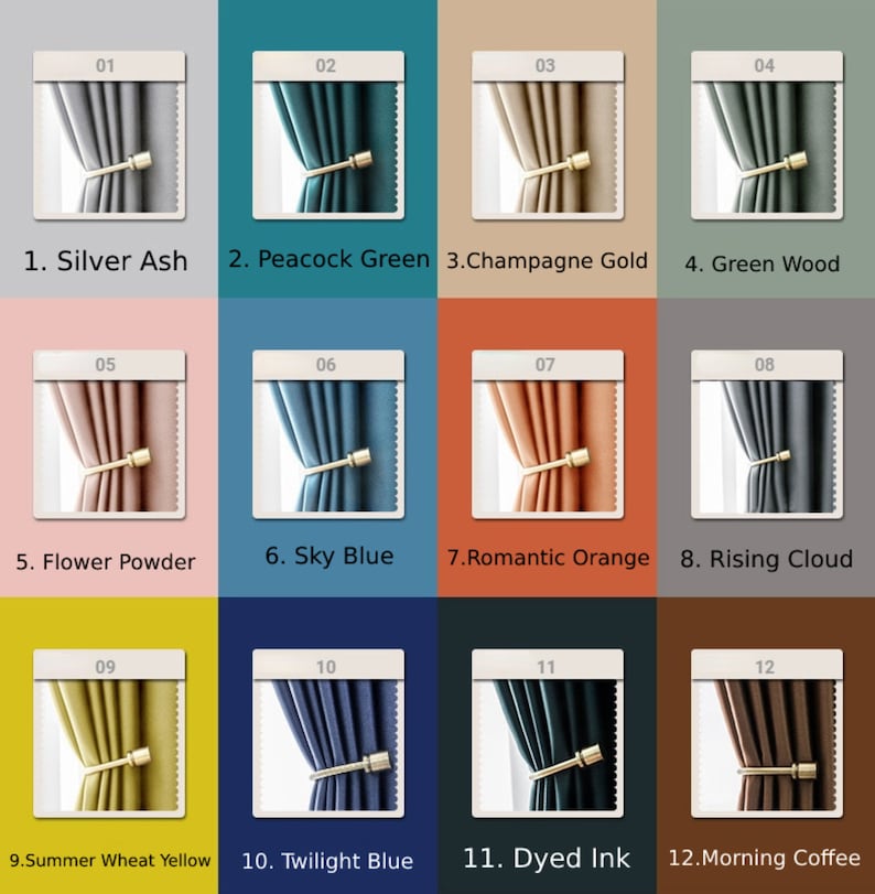 12 Colors Luxury Silk High Shading Curtains for Living Room Bedroom ...