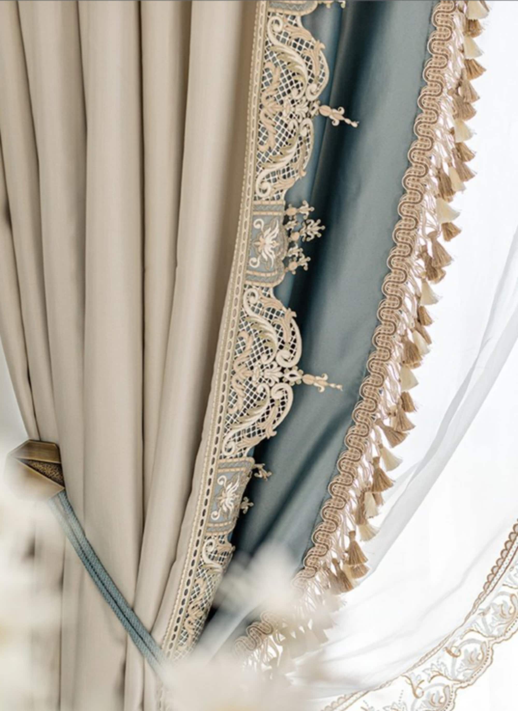 Royal Vintage Style Curtains Luxury Stitching Lace Curtains Imitation ...