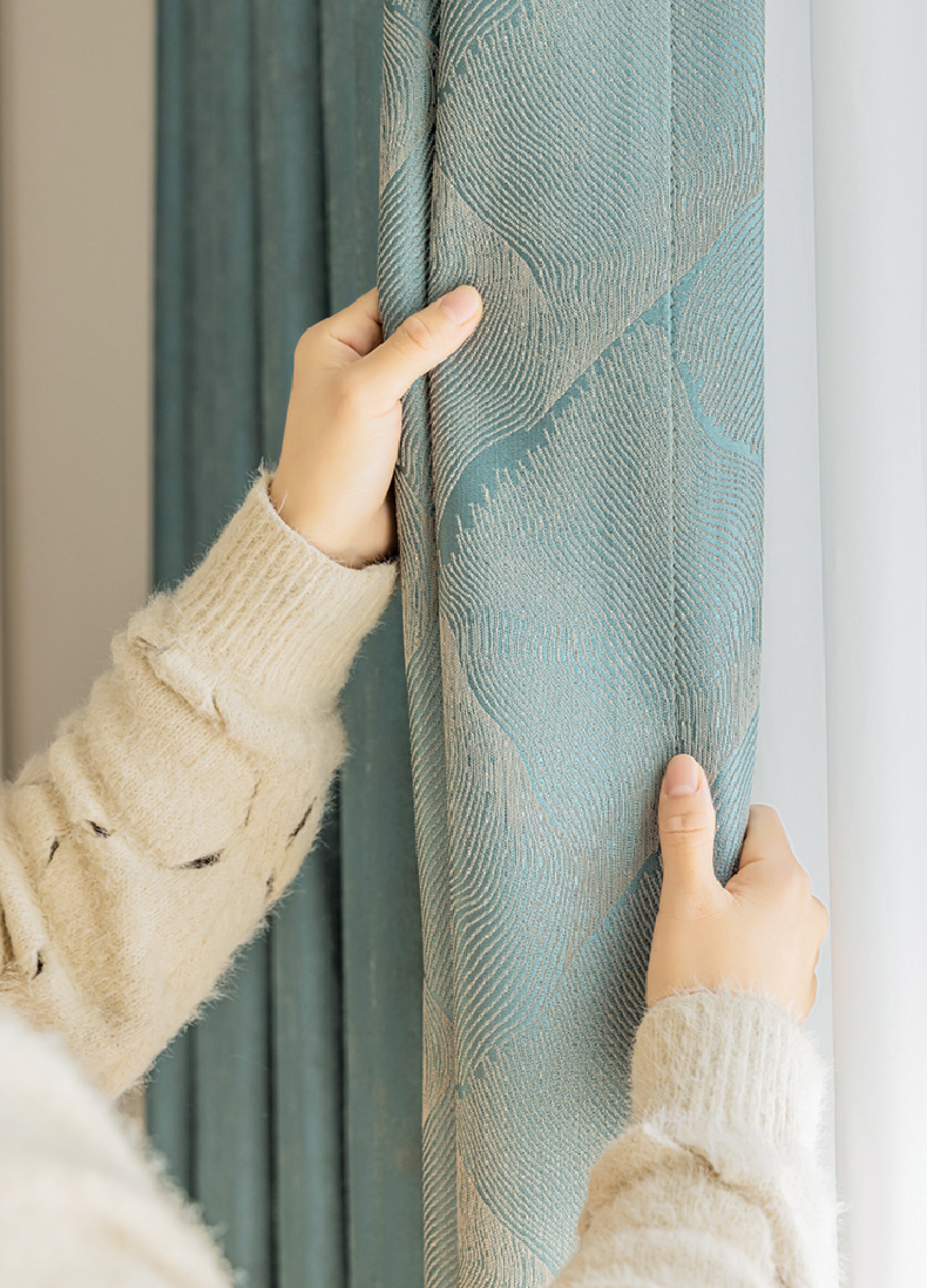 Luxury High-precision Texture Pattern Curtains Icy Blue Gold - Etsy