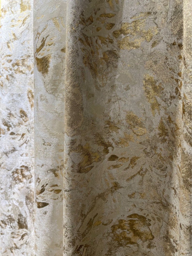 Luxury Gold Beige Abstract High-end Curtains for Living Room Bedroom ...