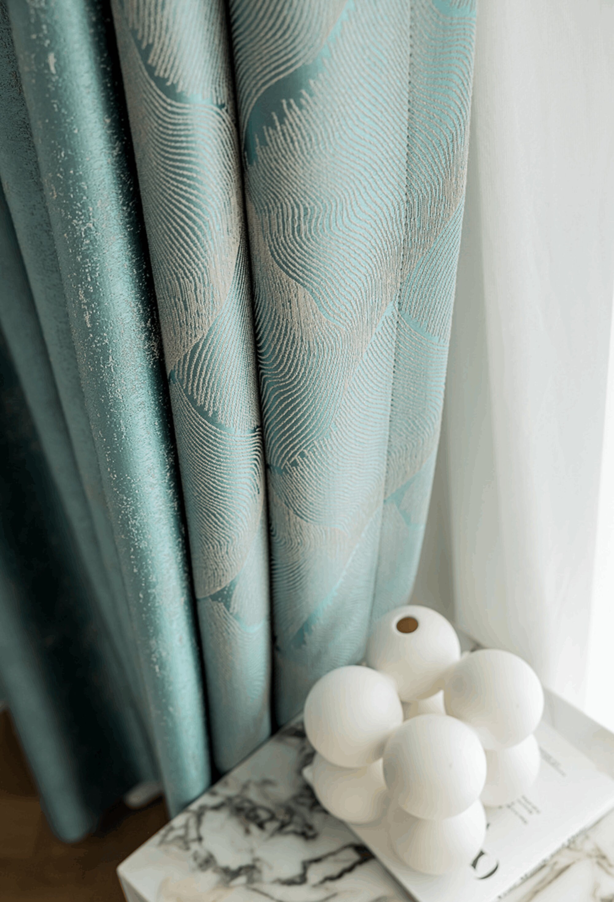 Luxury High-precision Texture Pattern Curtains Icy Blue Gold - Etsy