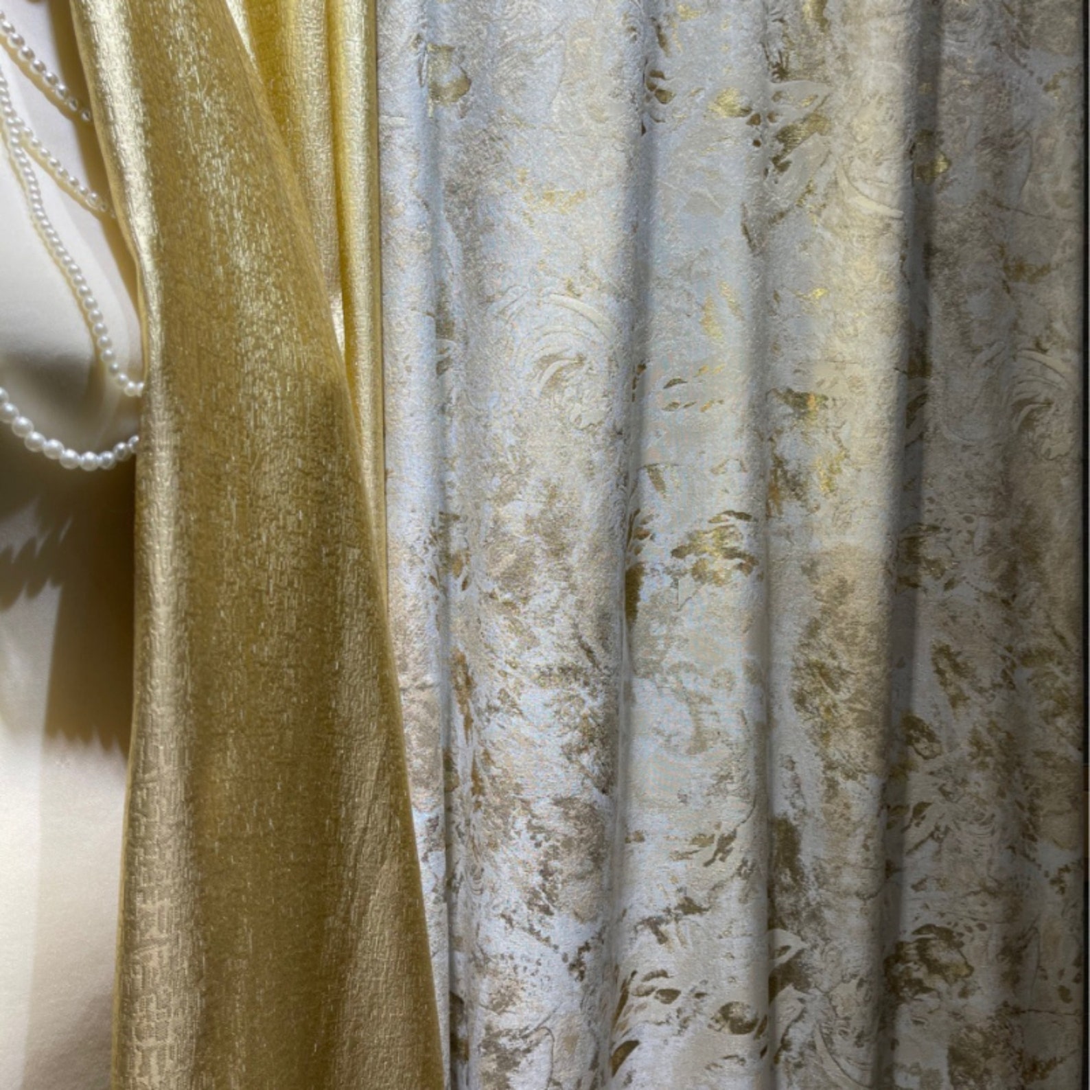 Luxury Gold Beige Abstract High-end Curtains for Living Room Bedroom ...