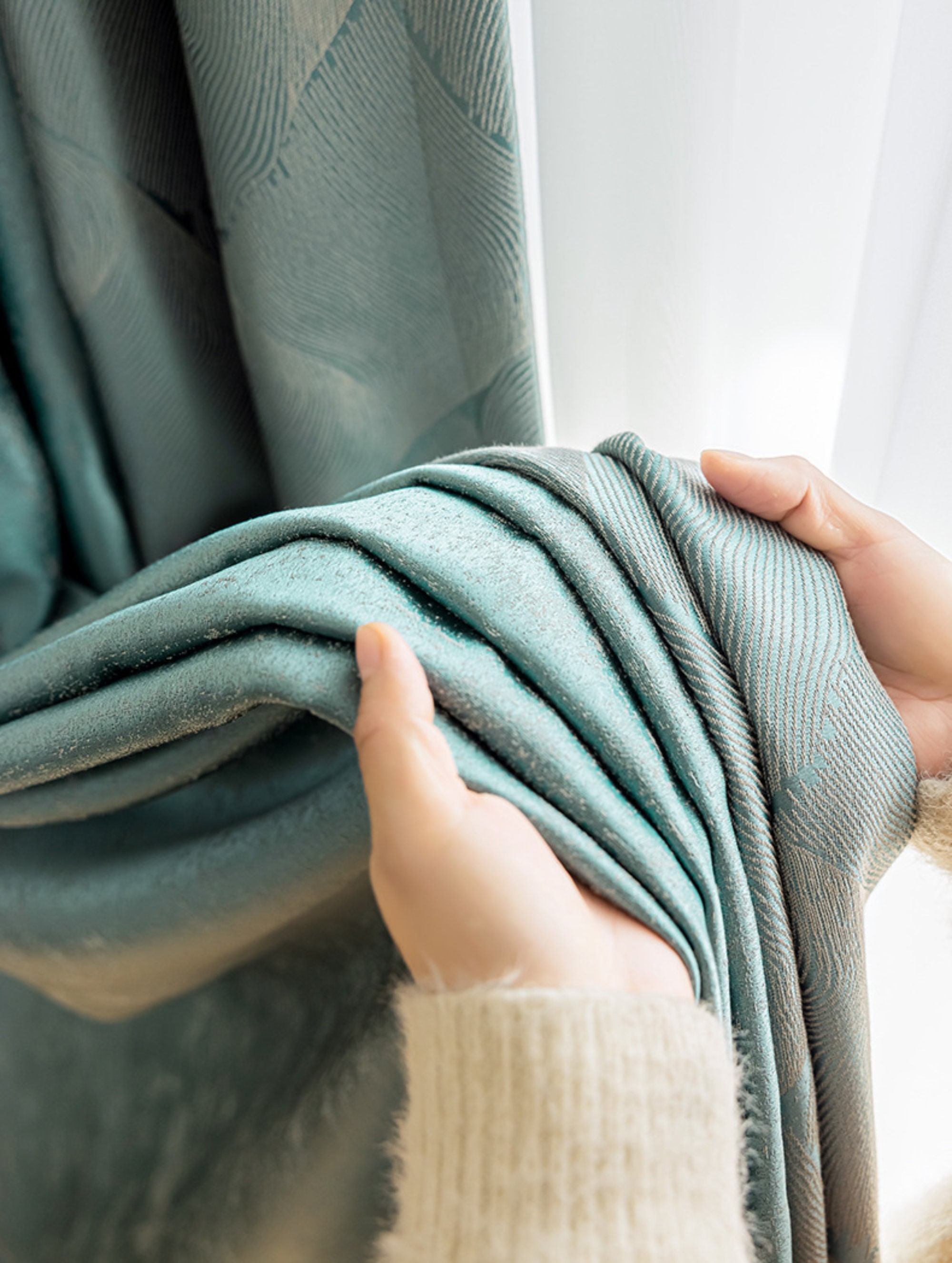 Luxury High-precision Texture Pattern Curtains Icy Blue Gold - Etsy