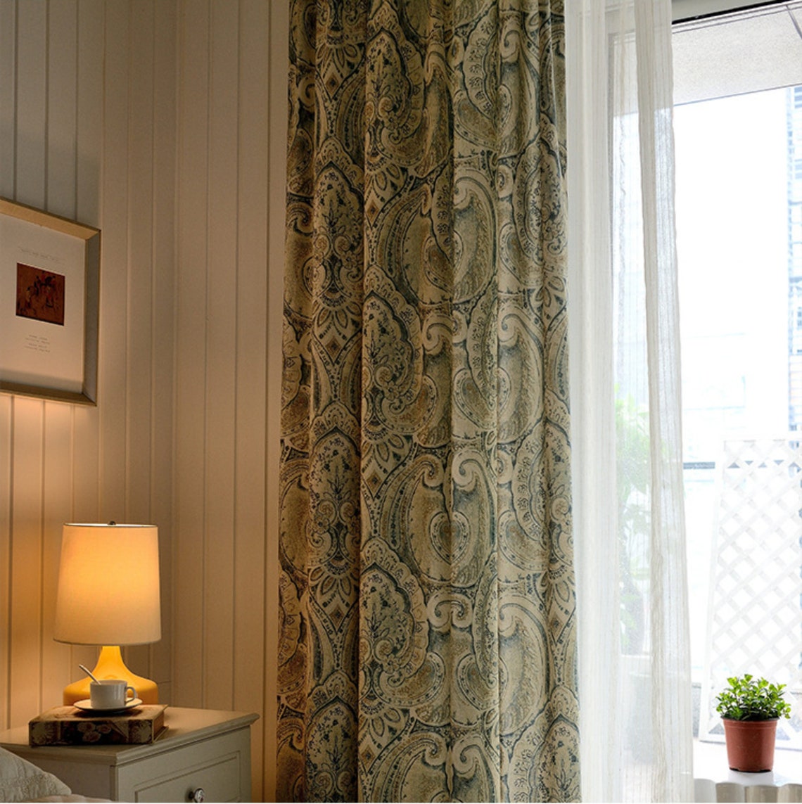 Modern European Style Printed Curtains Polyester Cotton Drapes - Etsy