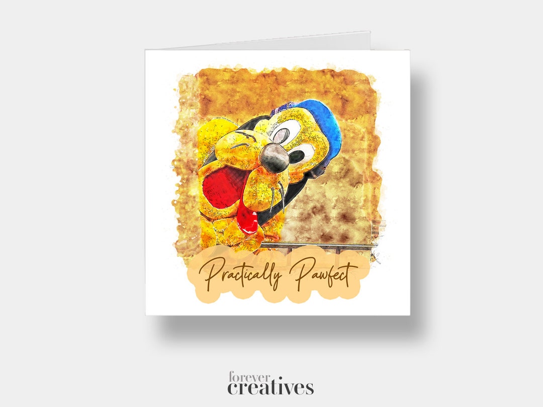 Disney's Pluto Cards Watercolour Choice of 2 Cards Size 4x4 - Etsy