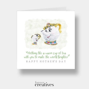 CARD Mrs. Potts Theme Birthday & Mother's Day - Etsy