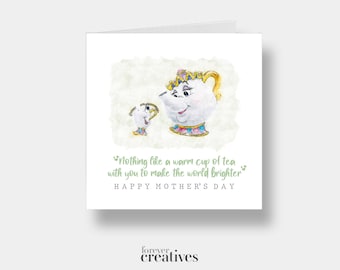 Mrs Potts Mothers Day Card, Beauty and the Beast Mother's Day Card, Mrs ...