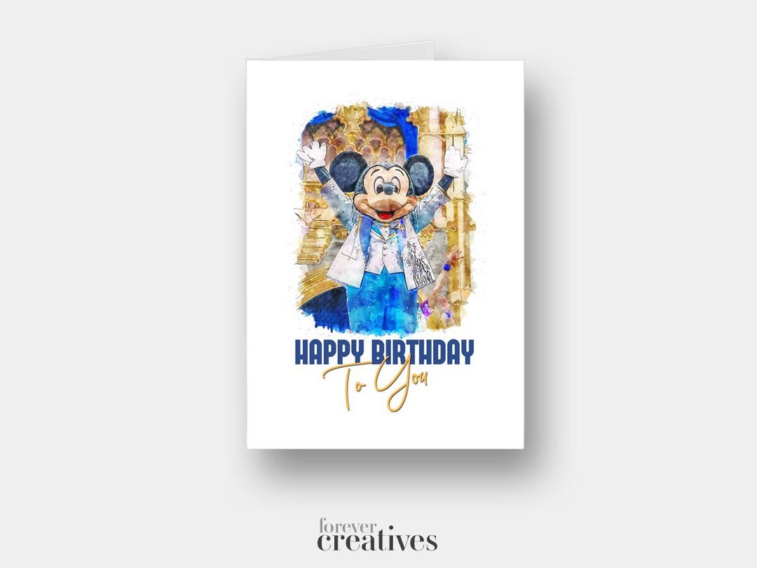 Cards Walt Disney World Mickey Mouse Watercolour Design Choice of 8 ...