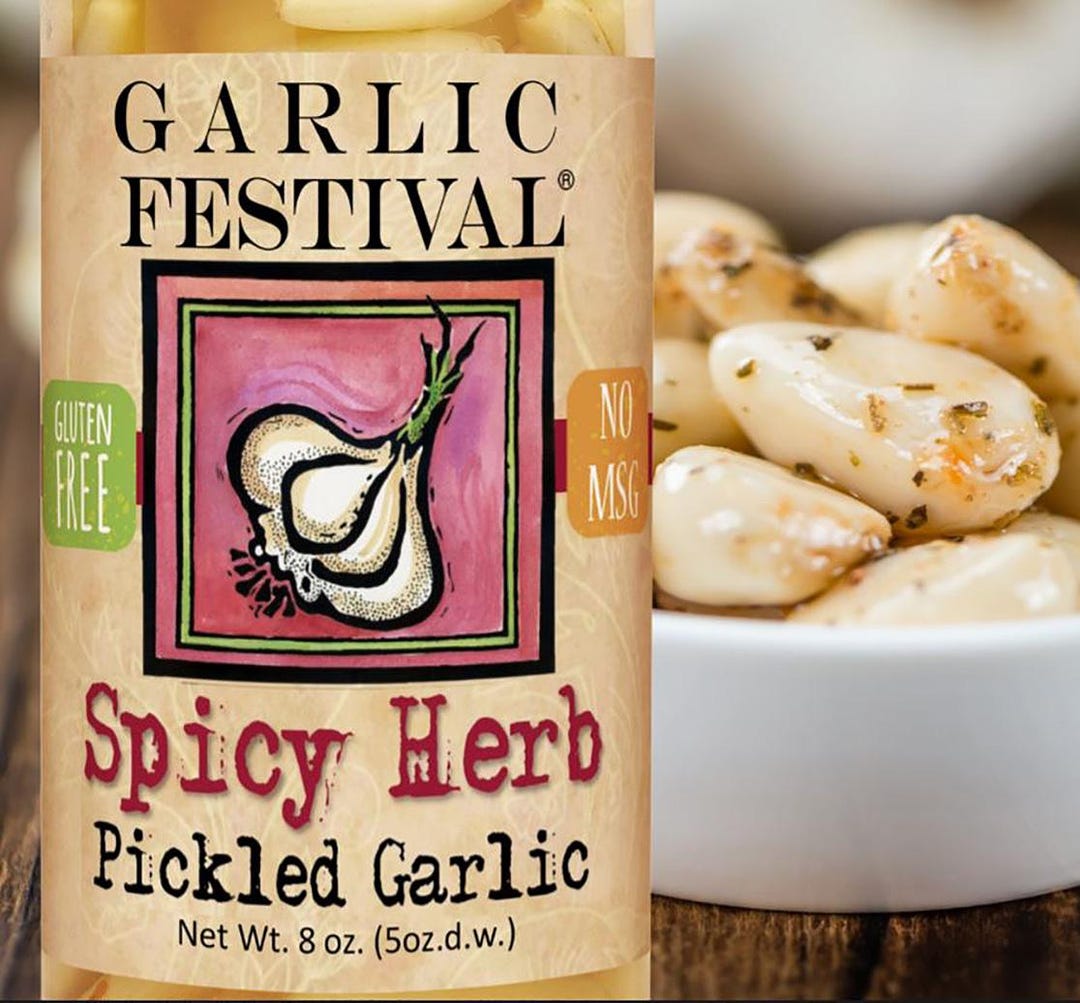 Garlic Festival Foods Spicy Herb Pickled Garlic Net Wt. 8oz. - Etsy