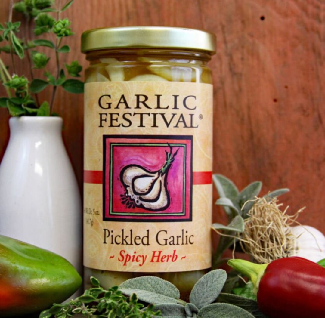 Garlic Festival Foods Spicy Herb Pickled Garlic Net Wt. 8oz. - Etsy