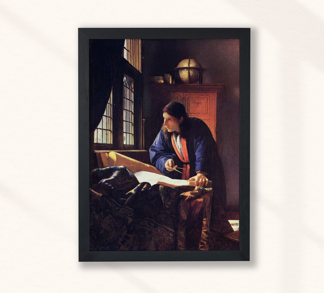 Johannes Vermeer - the Geographer (1669) | Vintage Portrait Oil ...