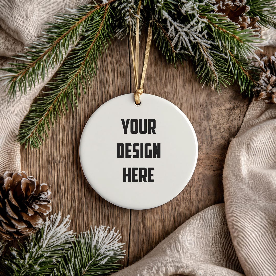Christmas Mock Ups Christmas Mockup Blank White Round Ceramic Christmas ...