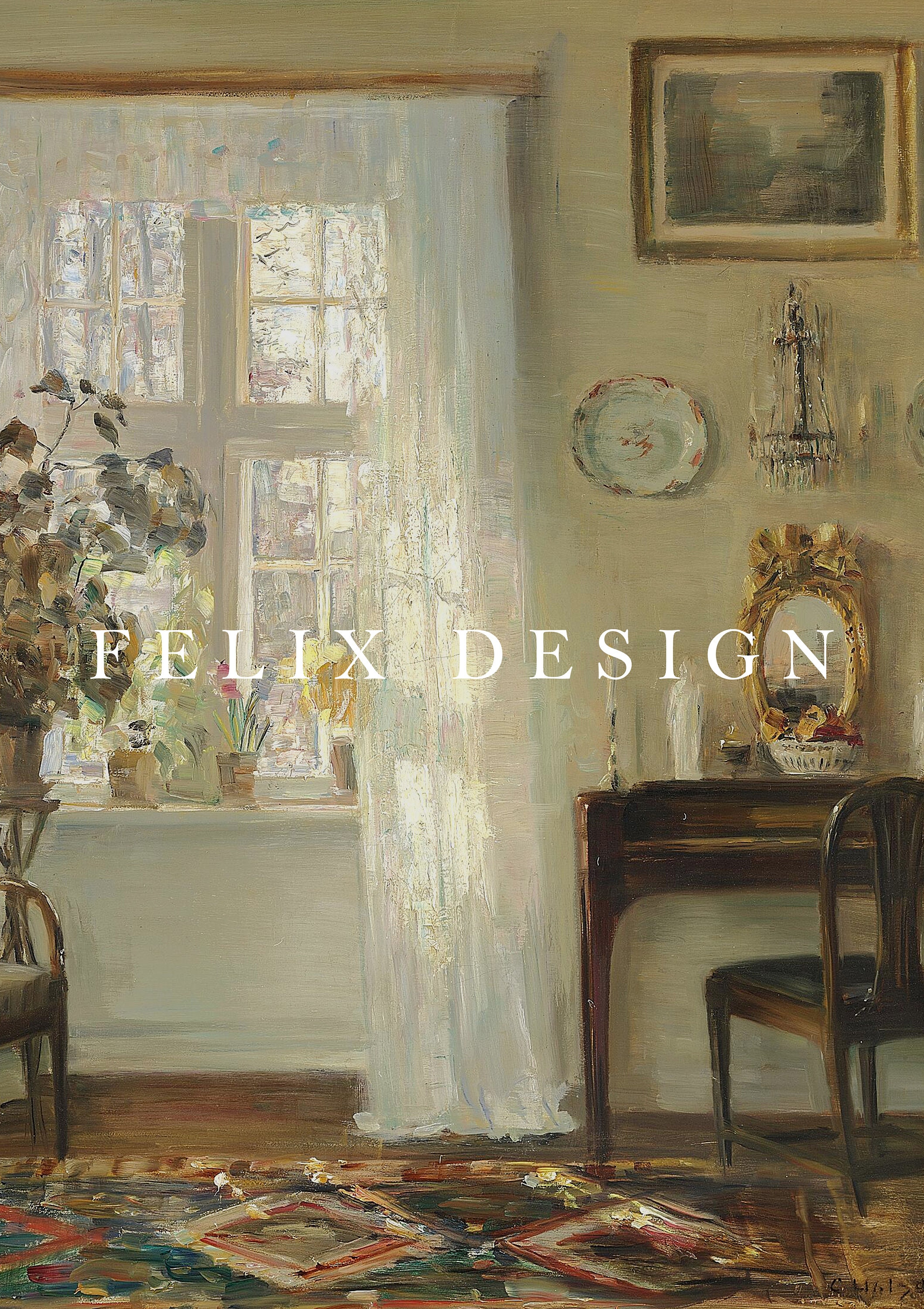 Interior Oil Painting | Antique Interior Print | Living Room Wall Art ...