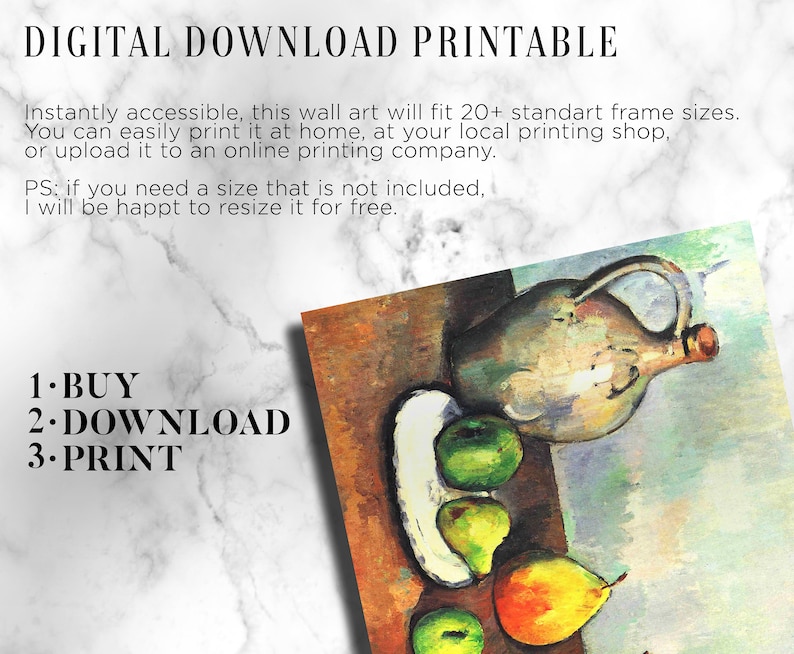 Paul Cézanne Still Life Jug and Fruits 1894 Samsung | Etsy