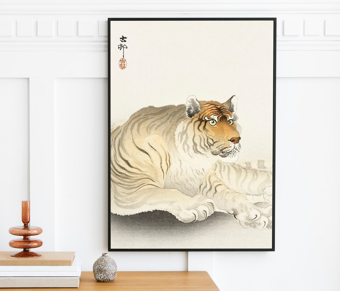 Ohara Koson - Reclining Tiger (1926) | Vintage Oil Painting | Ukiyo-e ...