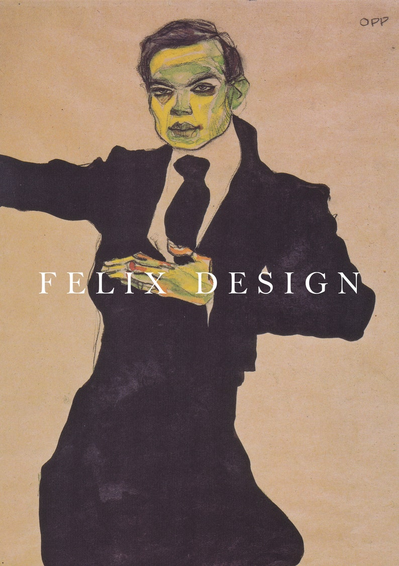 Egon Schiele Max Oppenheimer 1910 Gentleman Painting | Etsy