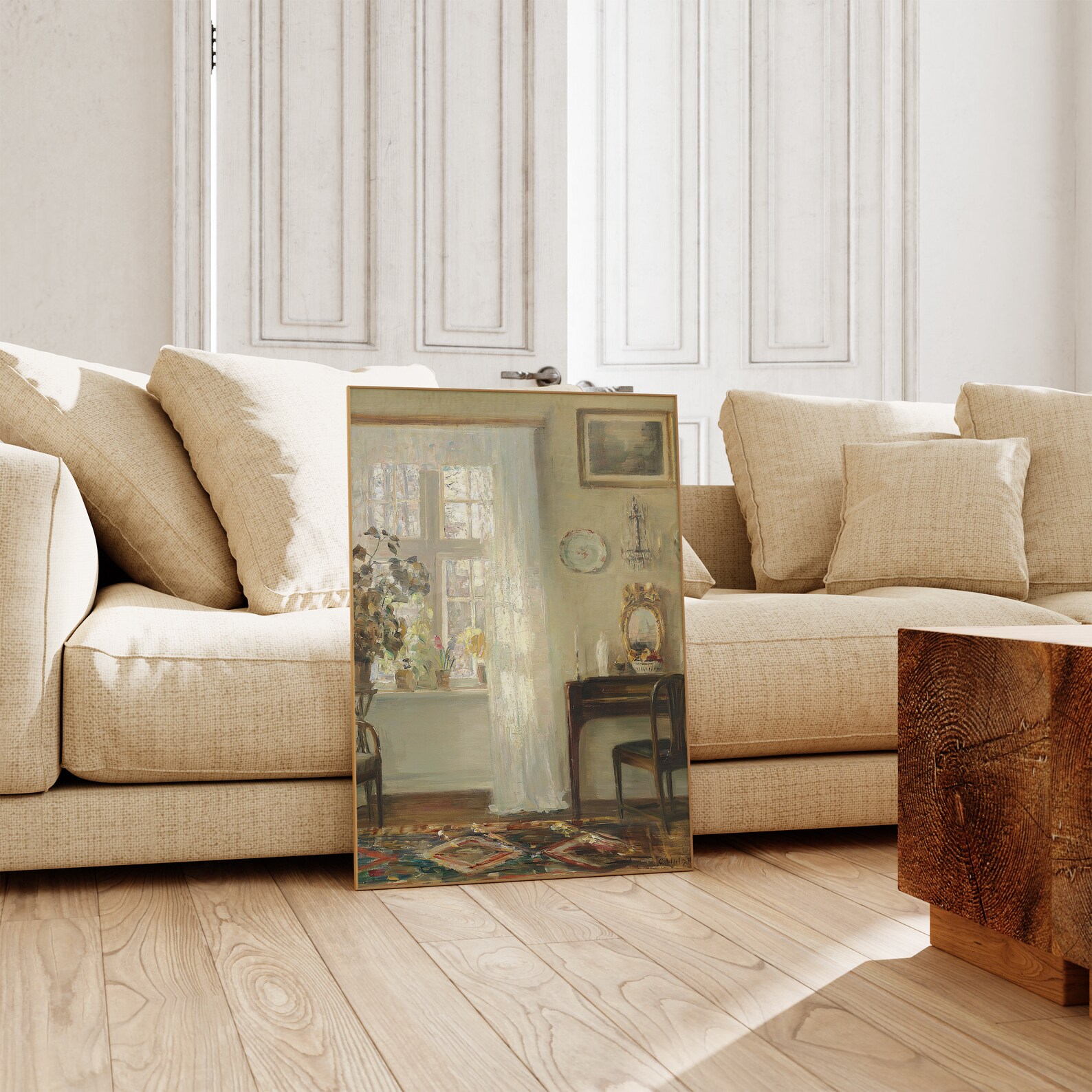 Interior Oil Painting | Antique Interior Print | Living Room Wall Art ...