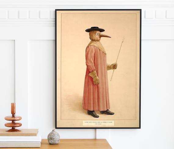 17th Century Plague Doctor Costume Art Print Vintage | Etsy