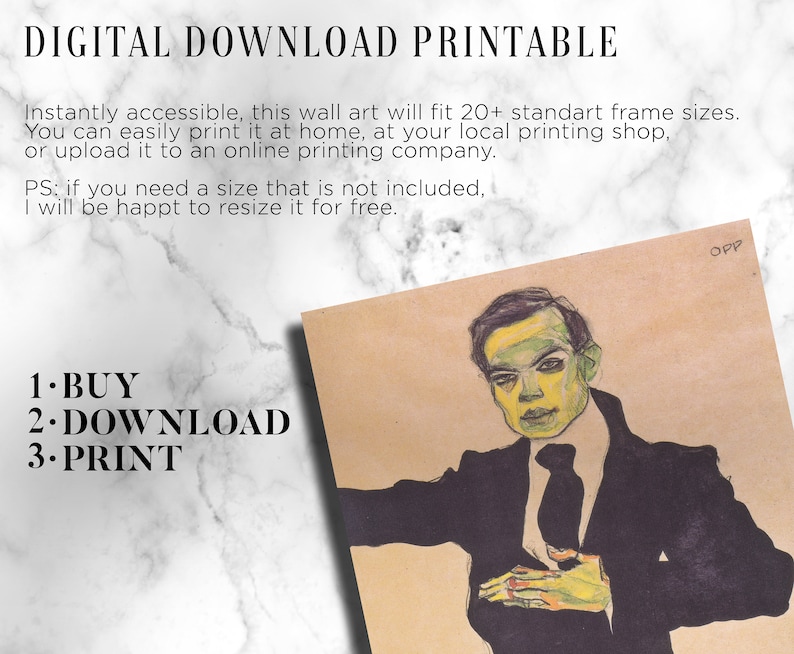 Egon Schiele Max Oppenheimer 1910 Gentleman Painting | Etsy