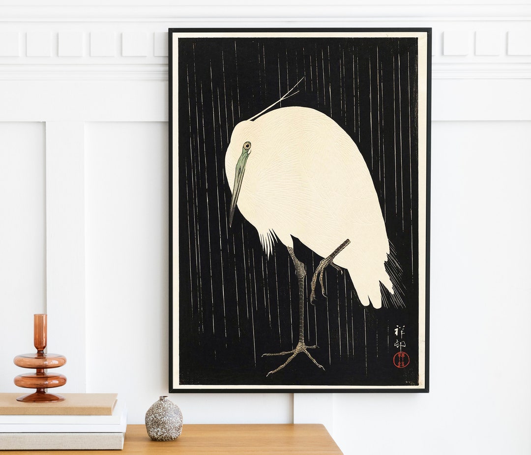 Ohara Koson - White Heron Standing in the Rain (1928) | Vintage Oil ...