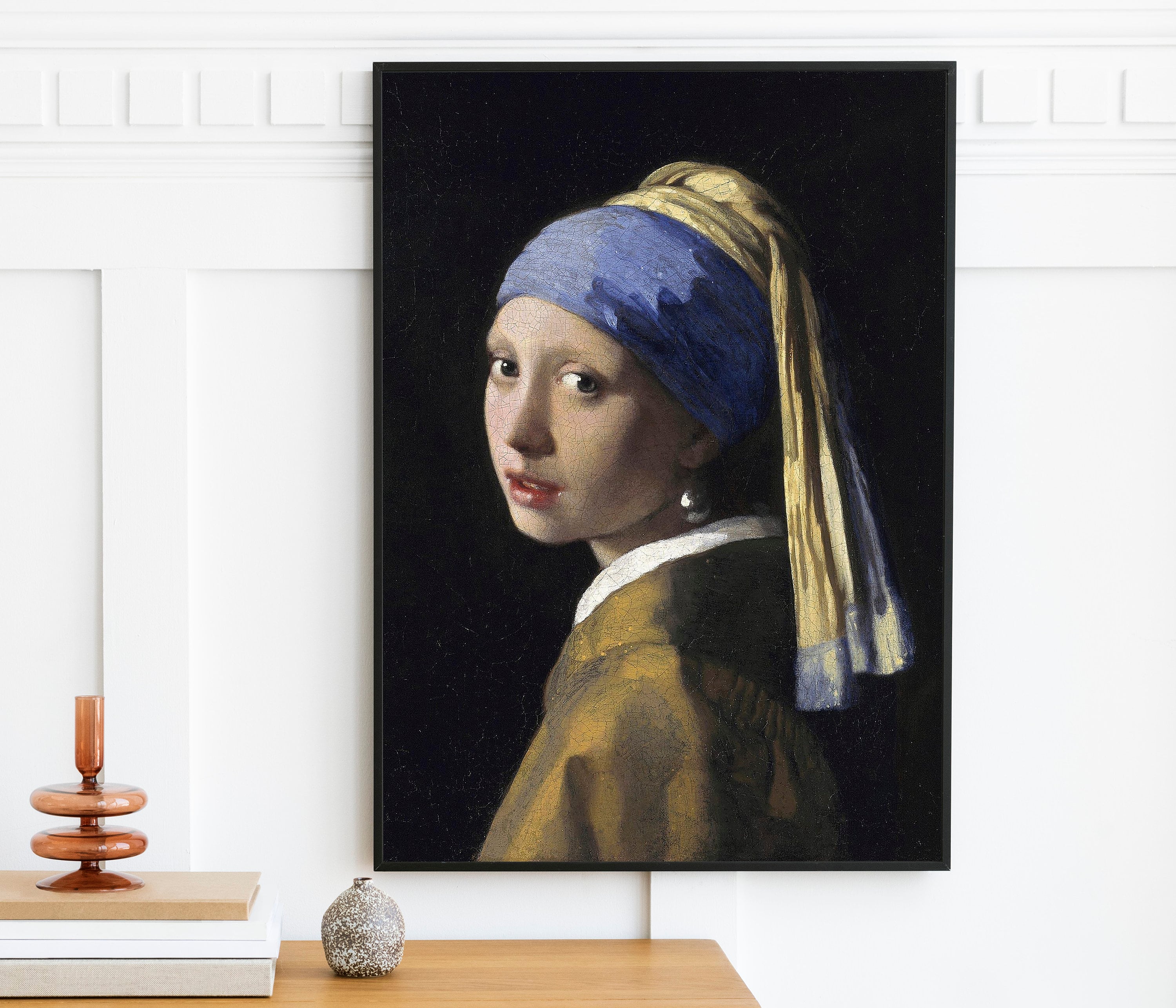 Johannes Vermeer - Girl With A Pearl Earring (1665) | Vintage Painting ...