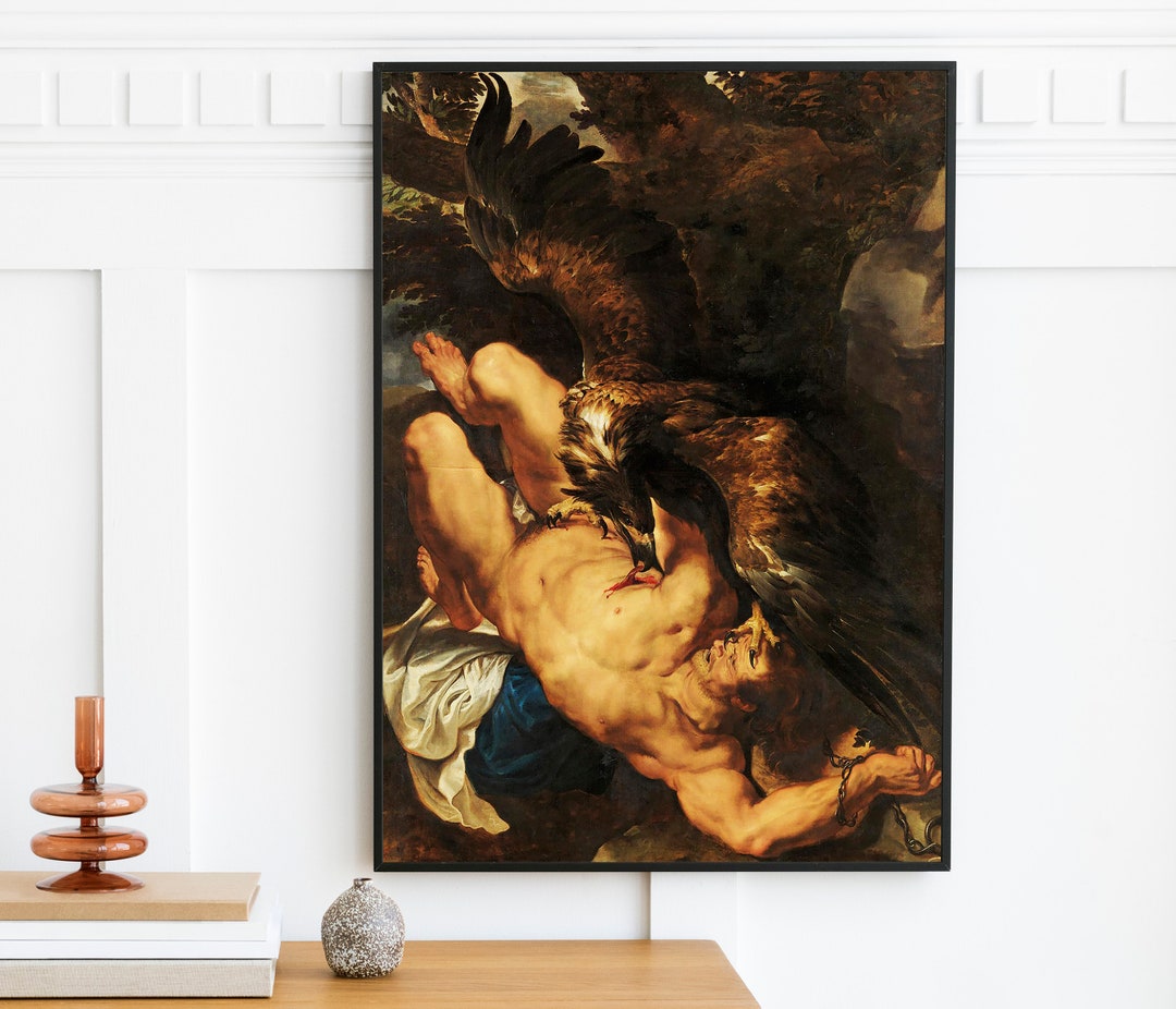Peter Paul Rubens Prometheus Bound 1611 Vintage Man Portrait Painting Wall Art Print Bathroom ...