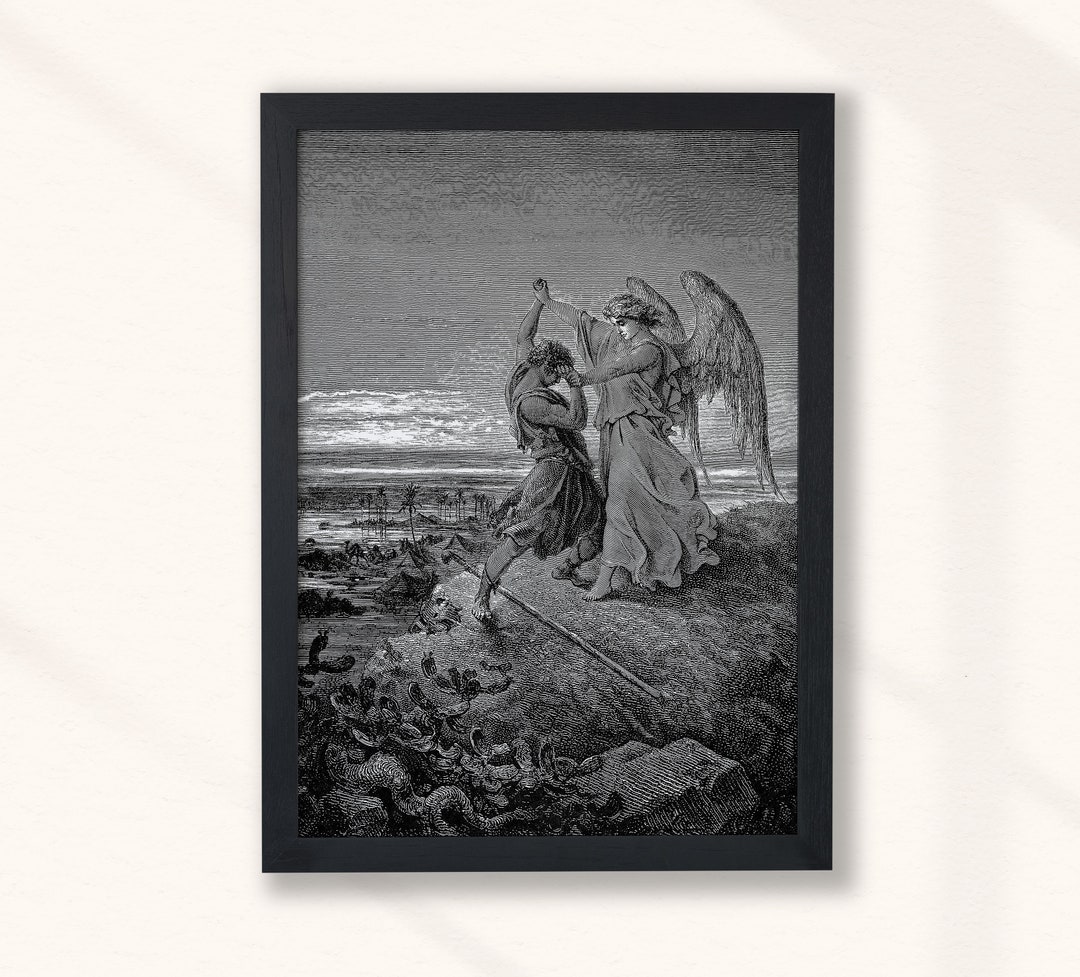 Gustave Dore - Jacob Wrestling With the Angel (1855) - Print Home Wall ...