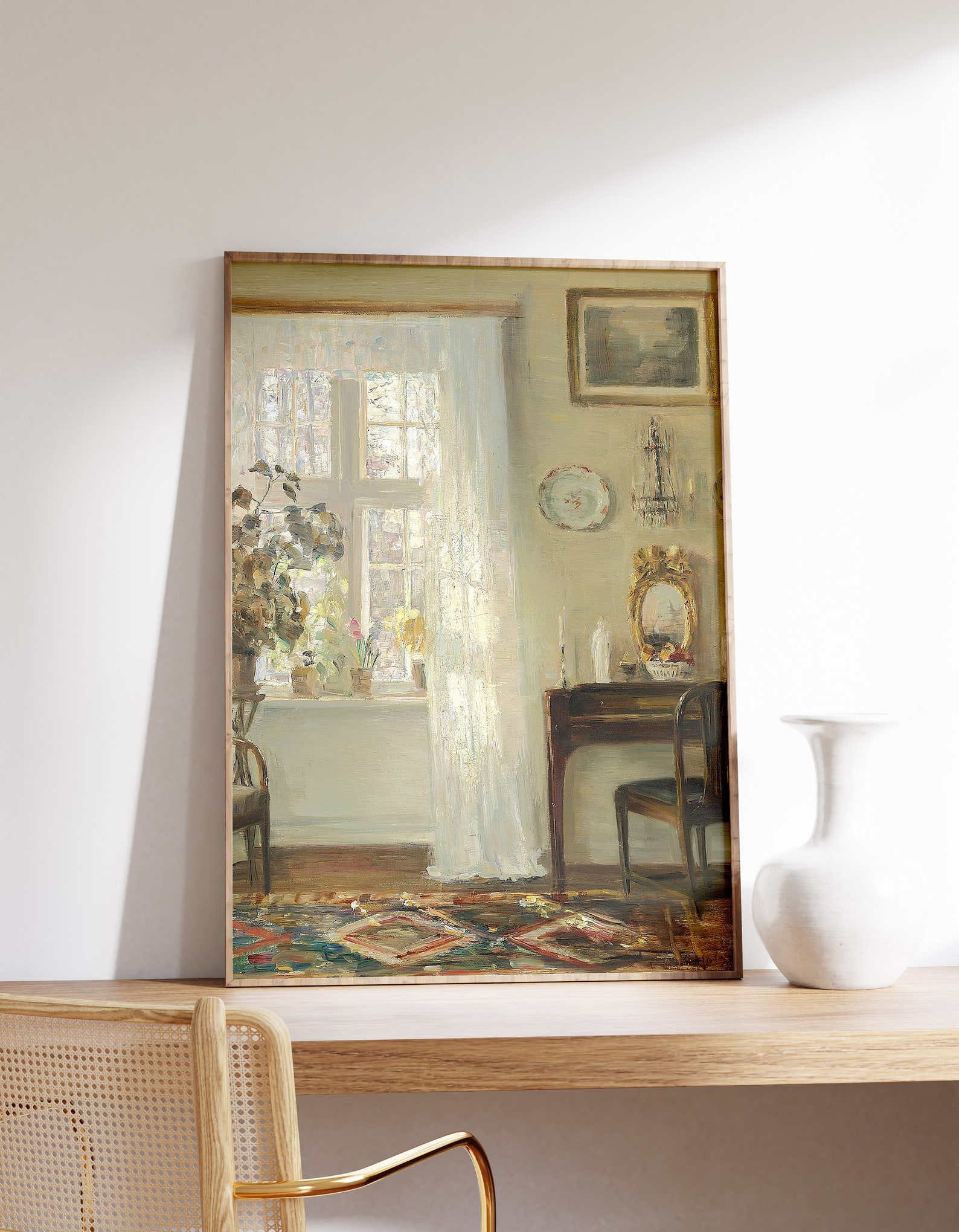 Interior Oil Painting | Antique Interior Print | Living Room Wall Art ...