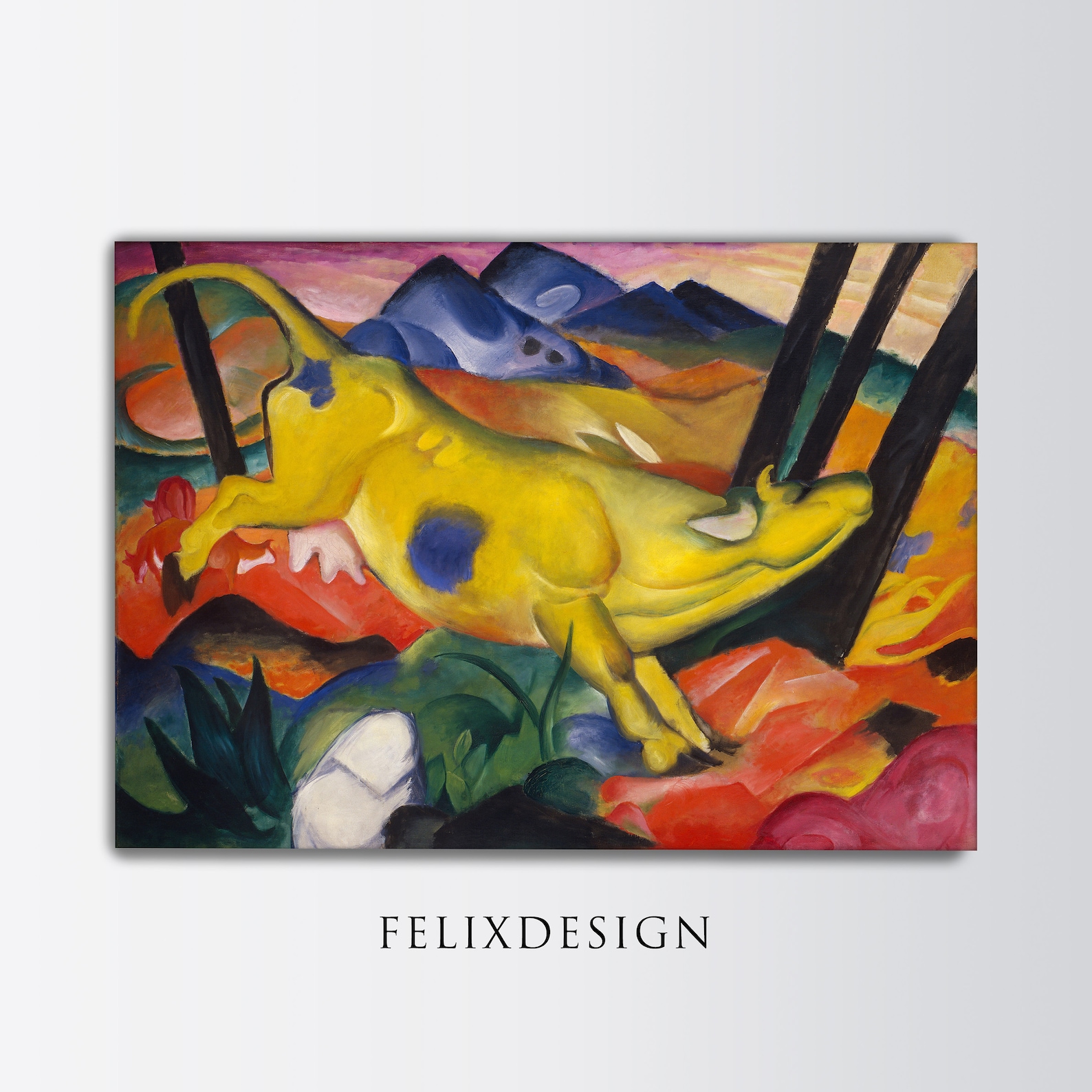 Franz Marc - the Yellow Cow (1911) - Vintage Portrait Cow Animal ...