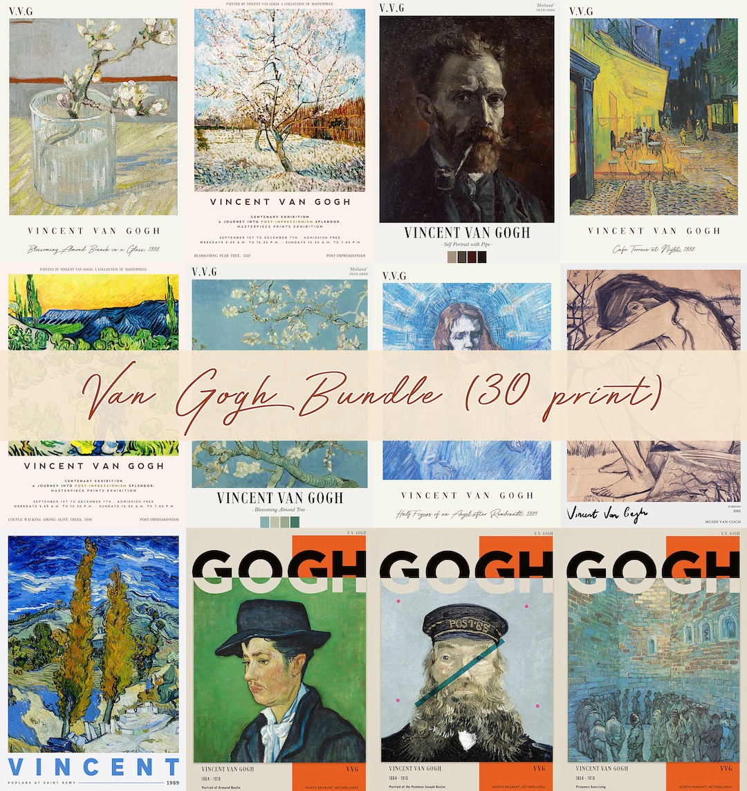 Vincent Van Gogh Art Set | Van Gogh Poster Set | Van Gogh Exhibition ...
