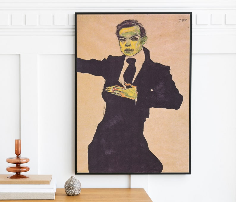 Egon Schiele Max Oppenheimer 1910 Gentleman Painting | Etsy