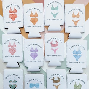 Bikinis and Martinis, Bachelorette Party, Personalized Can Cooler ...