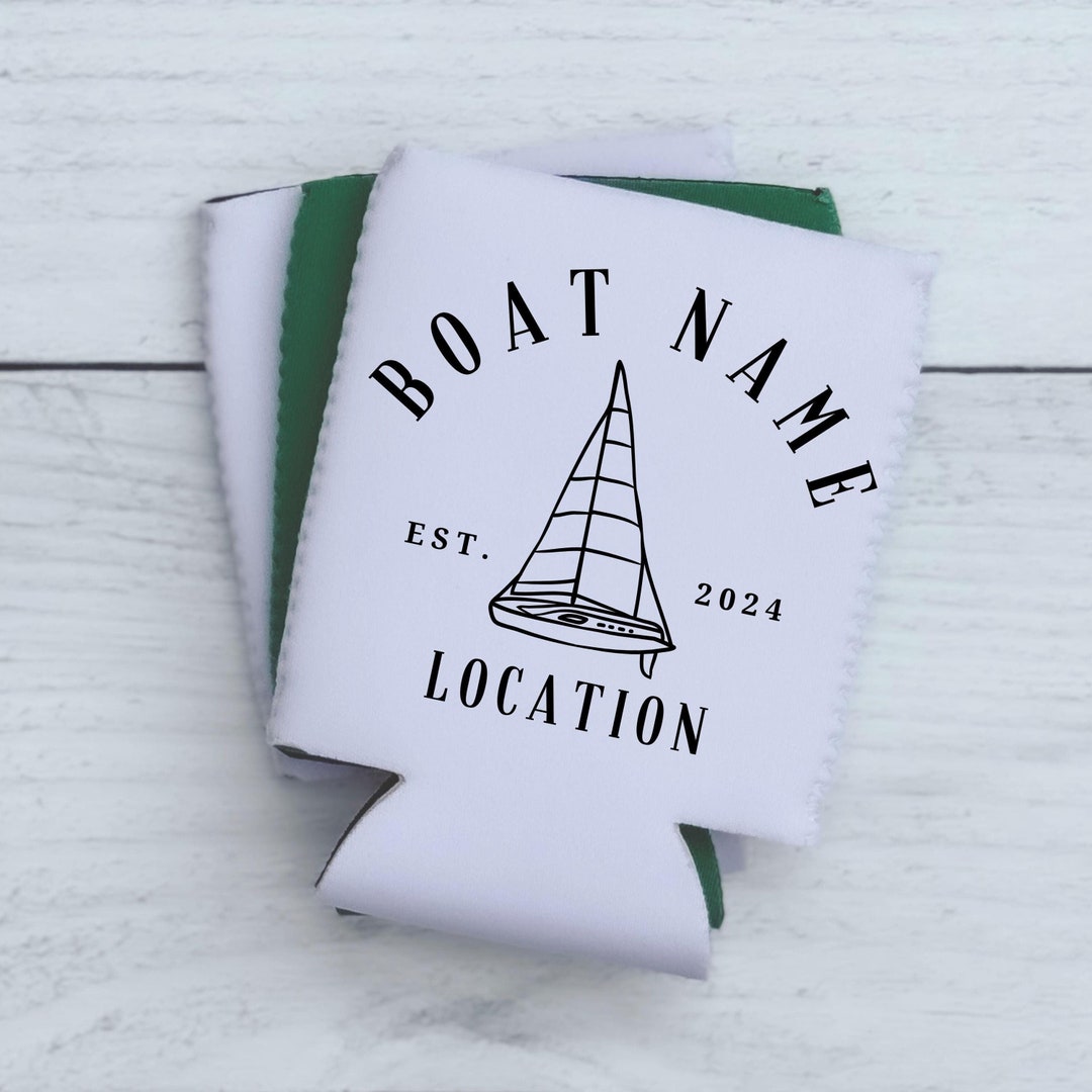 Nautical Can Cooler, Boat Gift, Boating Gift, Sail, Sailing, Boat Name ...