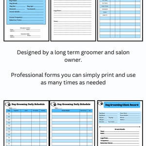 Dog Grooming Forms Bundle: Client Record, Schedule, Inventory (digital ...