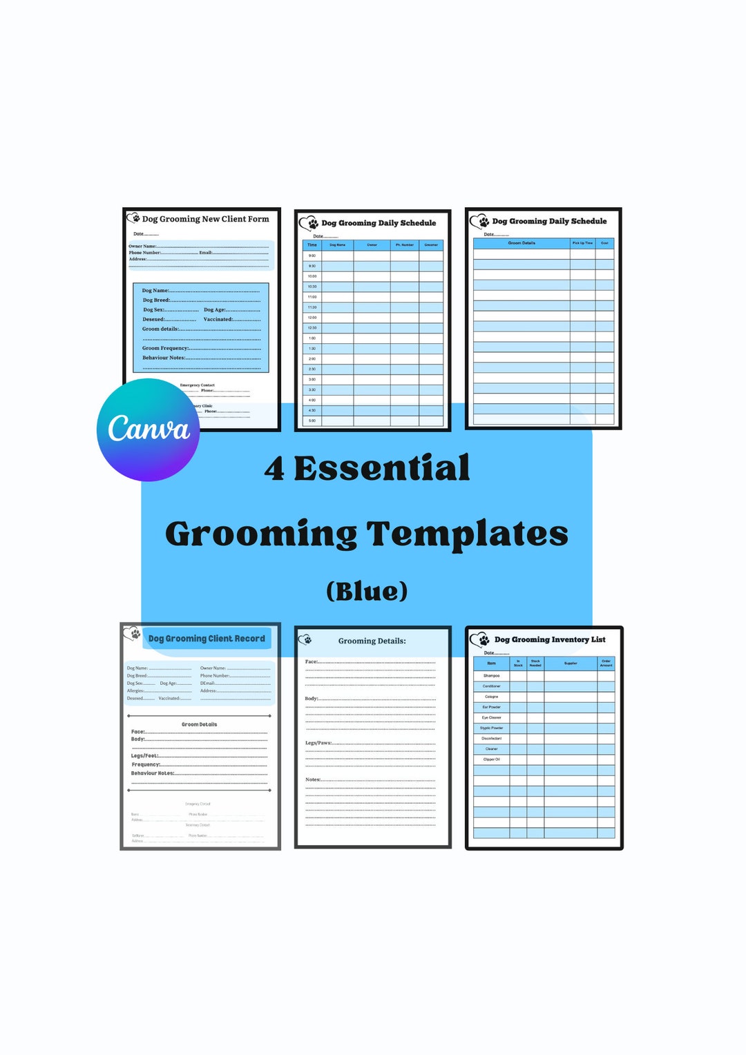 Dog Grooming Business Forms, Client Information Form Template, Grooming ...
