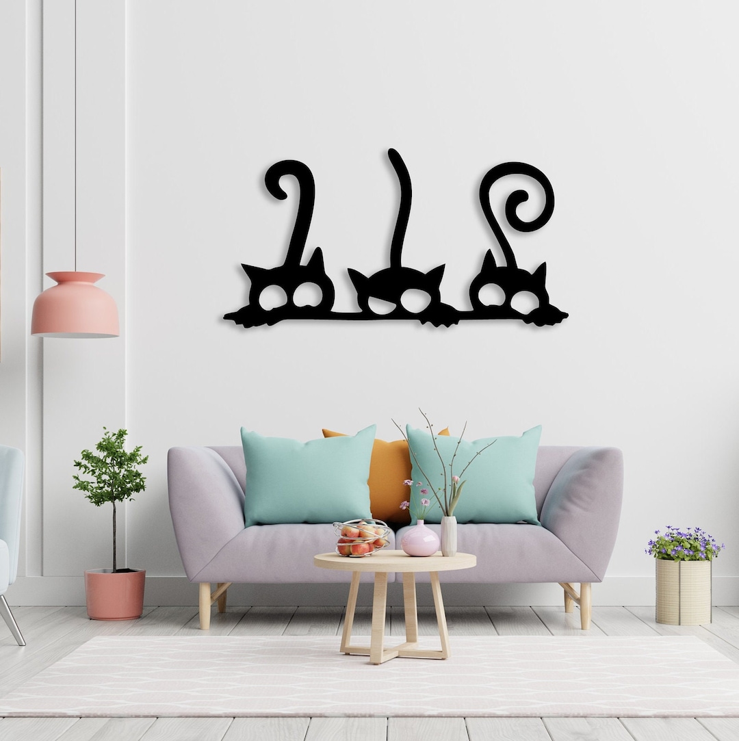 Wooden Cat Decor, Wall Art Hangings Bedroom Living Room Decor, Animal ...