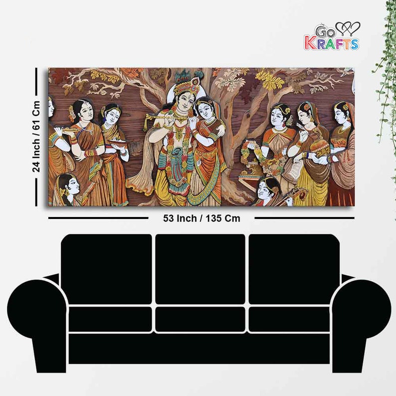 Radha Krishna Rasleela Large Canvas Wall Painting Canvas Wall Art Print ...