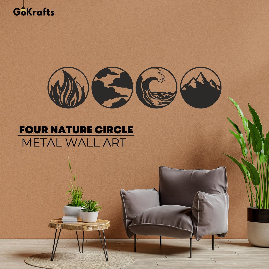 Four Elements Metal Wall Art Set of 4, Four Elements Symbol, Fire Water ...