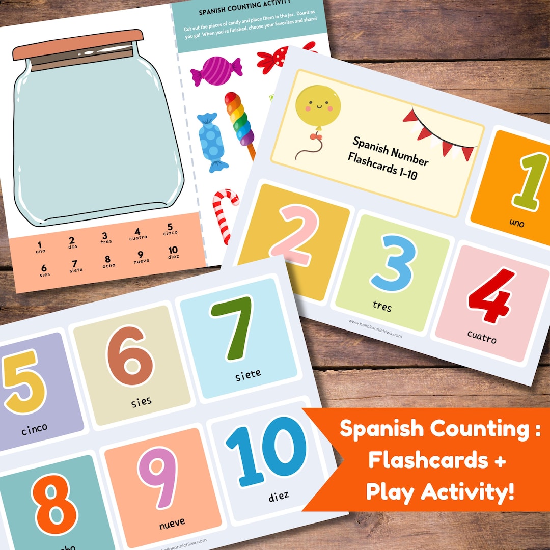 Counting in Spanish Printable Flashcards and Activity Set Instant ...