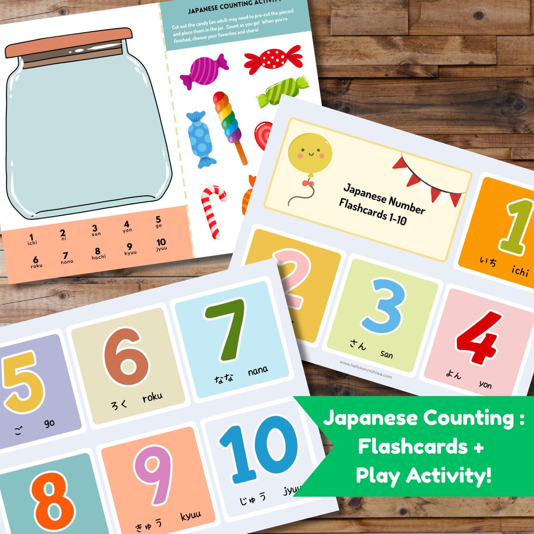 Counting in Japanese Printable Flashcards and Activity Set Instant ...