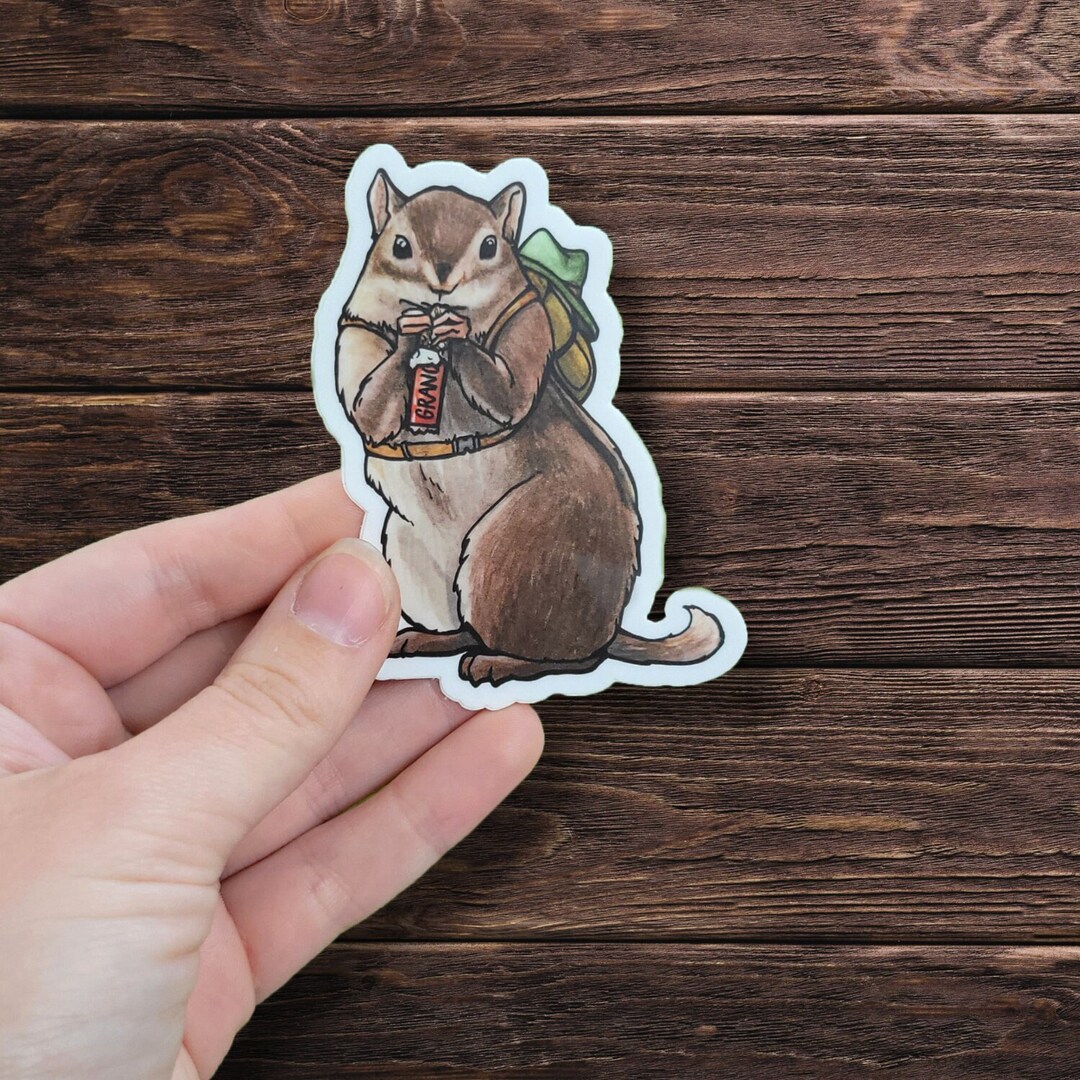 Chipmunk Backpacker Sticker Waterproof Vinyl Matte Sticker, Original ...