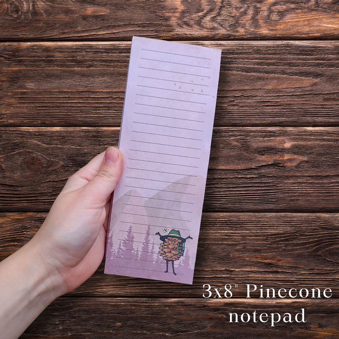Pinecone Adventurer Notepad 3x8 Original Art Recycled Notepad - Etsy